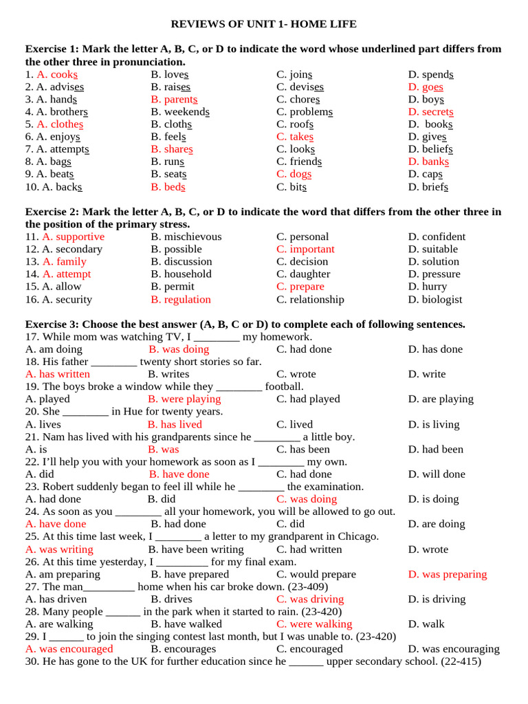 REVIEW OF UNIT 1 | PDF