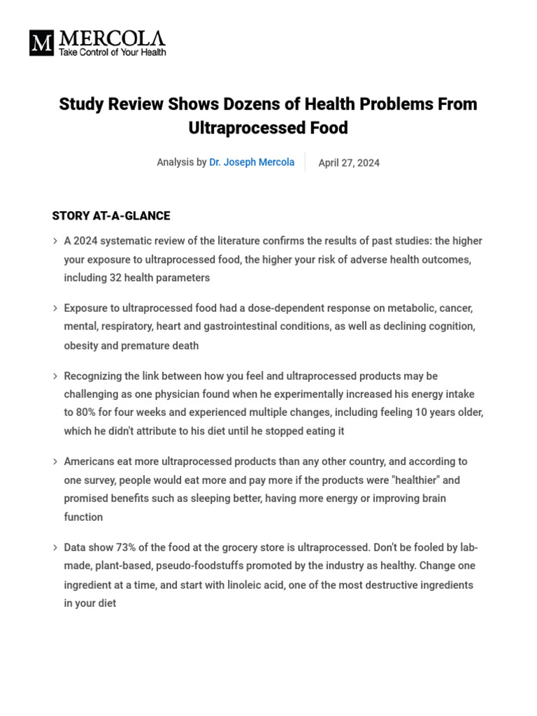 Ultraprocessed Food Health Problems PDF | PDF | Nutrition | Diet ...