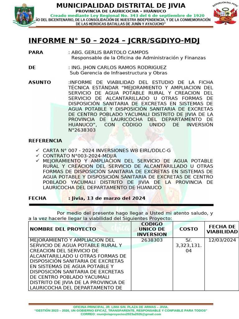 Informe #50 - 2024 - Jcrrsgdiyo-Mdj Viable Yacumali | PDF