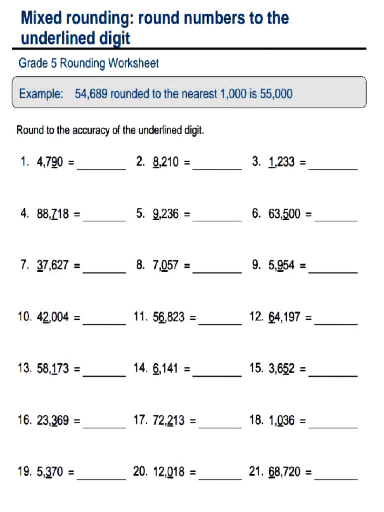 ICSE Class 5 Maths Rounding Off Worksheet | PDF