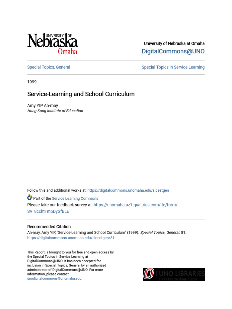 Service-Learning and School Curriculum | PDF | Service Learning ...