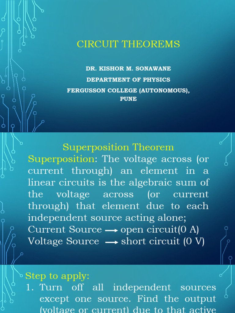 Circuit Theorems Superposition and Problems Lecture 4 | PDF | Electrical Network | Electronic ...