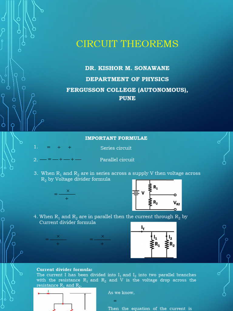 Circuit Theorems Lecture 1 | PDF | Series And Parallel Circuits | Electrical Network