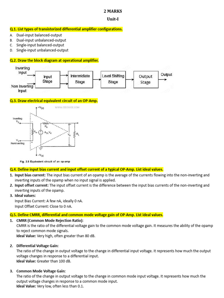 OP-Amp Configurations & Parameters | PDF | Operational Amplifier ...