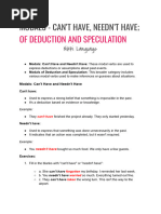 Modals of Deduction and Speculation Practice | PDF | Verb | Sentence (Linguistics)