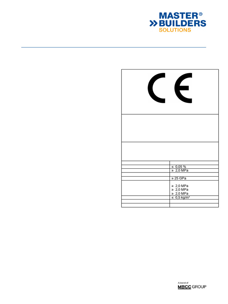 Masteremaco s5400 Tds | PDF | Concrete | Cement