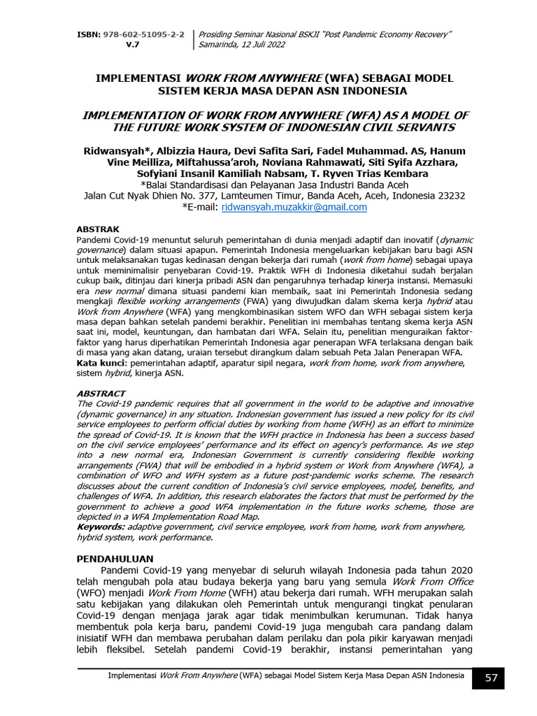 Implementasi WFA Sebagai Model Sistem Kerja Masa Depan ASN Indonesia | PDF | Komputer