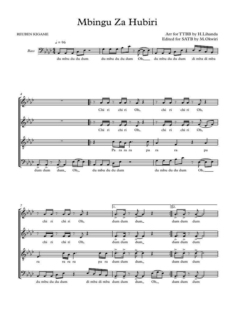 Mbingu Za Hubiri Ab - Full Score | PDF