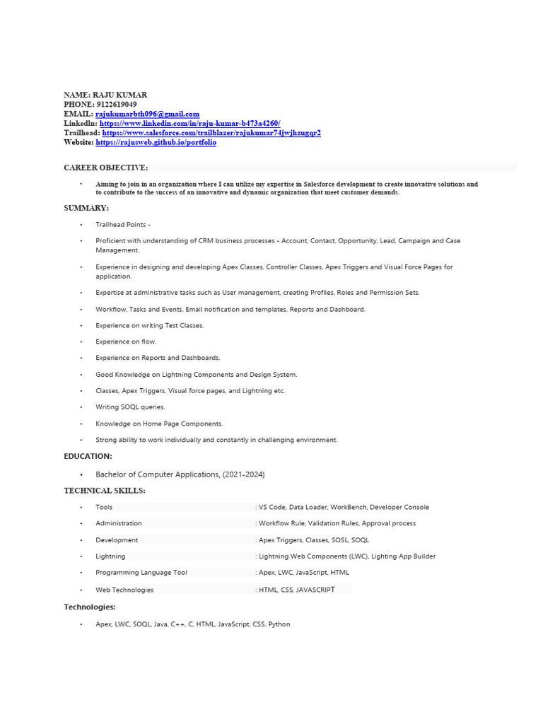 Raju Resume | PDF