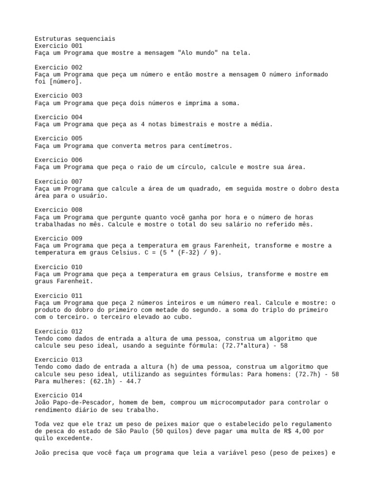 Exercicios Logica | PDF | Triângulo | Salário
