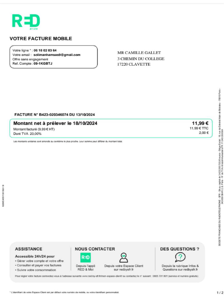 Facture Camille Gallet | PDF