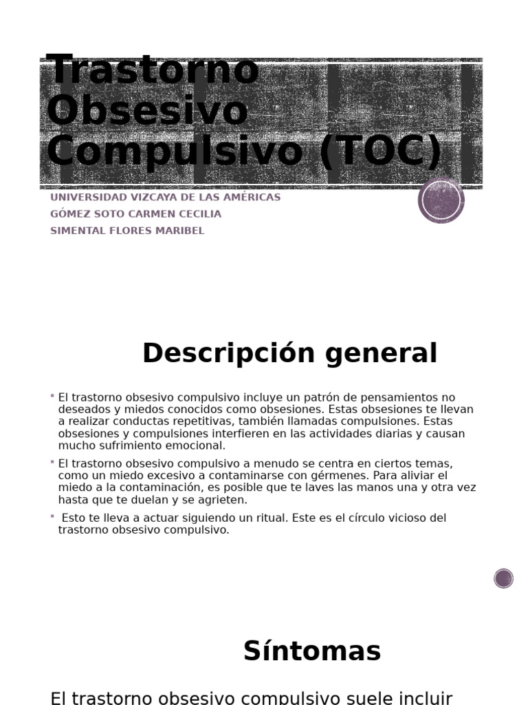 Trastorno Obsesivo Compulsivo (TOC) | PDF | Desorden obsesivo compulsivo | Trastorno mental