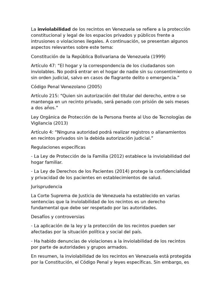 La Inviolabilidad | PDF