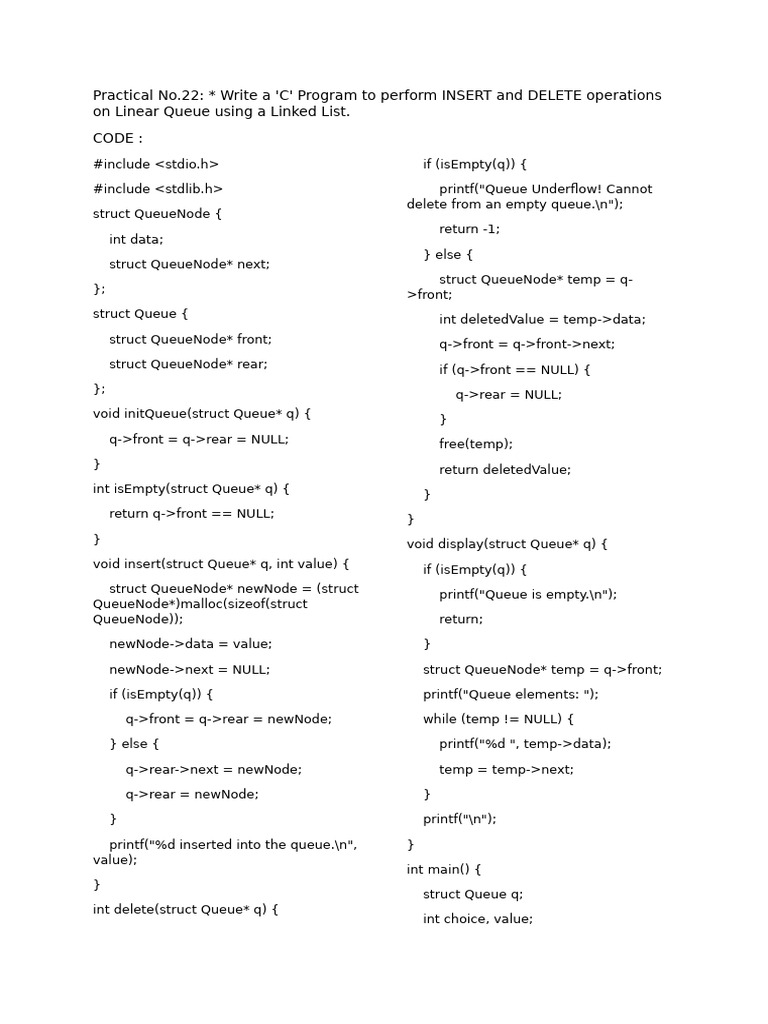 DSU 22 | PDF | Queue (Abstract Data Type) | Algorithms And Data Structures DSU 22 | PDF | Queue (Abstract Data Type) | Algorithms And Data Structures