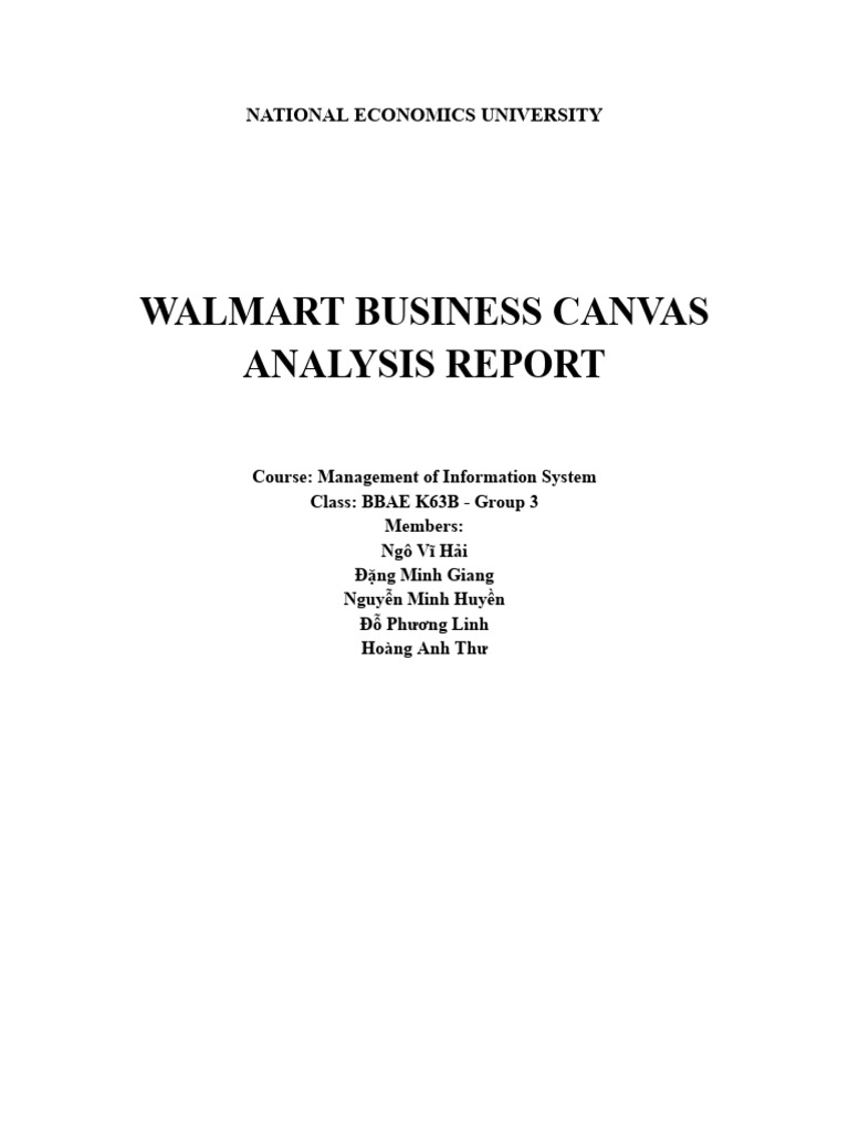 Walmart Business Canvas Analysis Report | PDF | Walmart | Supply Chain