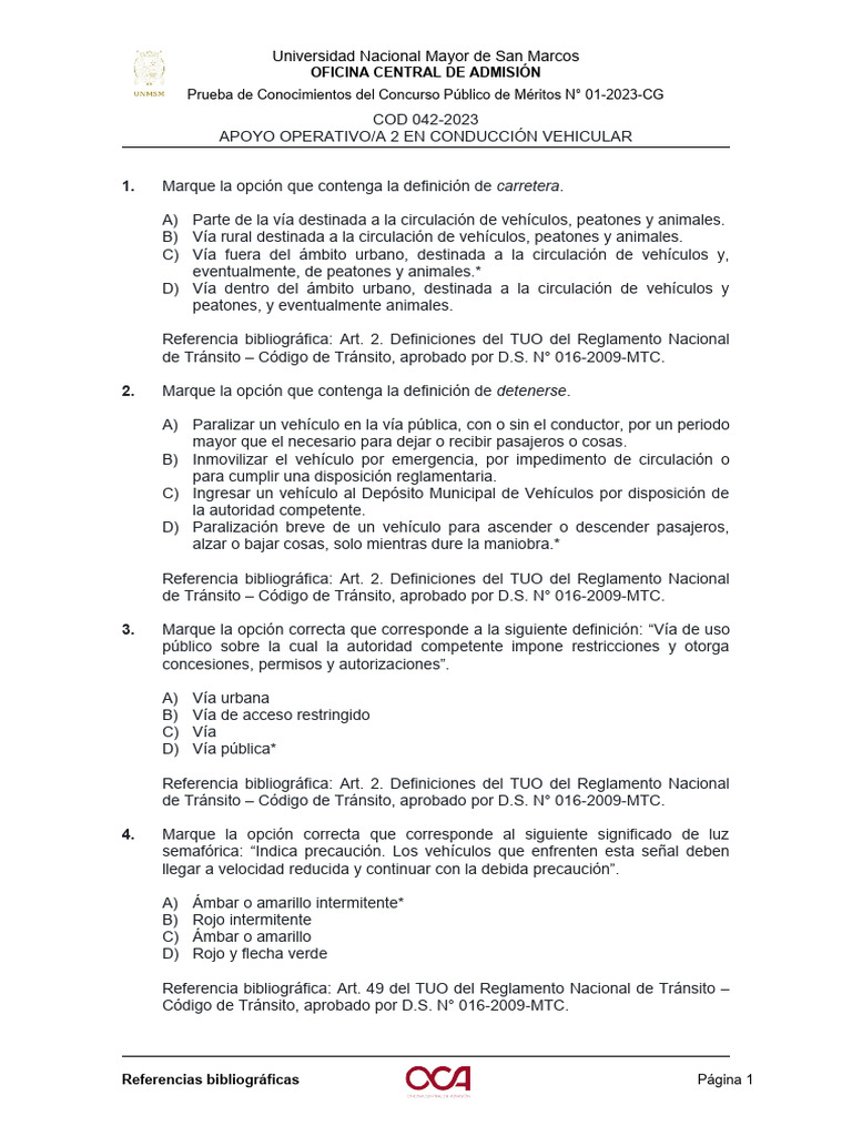 COD - 042-2023-CG (Chofer) | PDF | Tráfico | Licencia de conducir