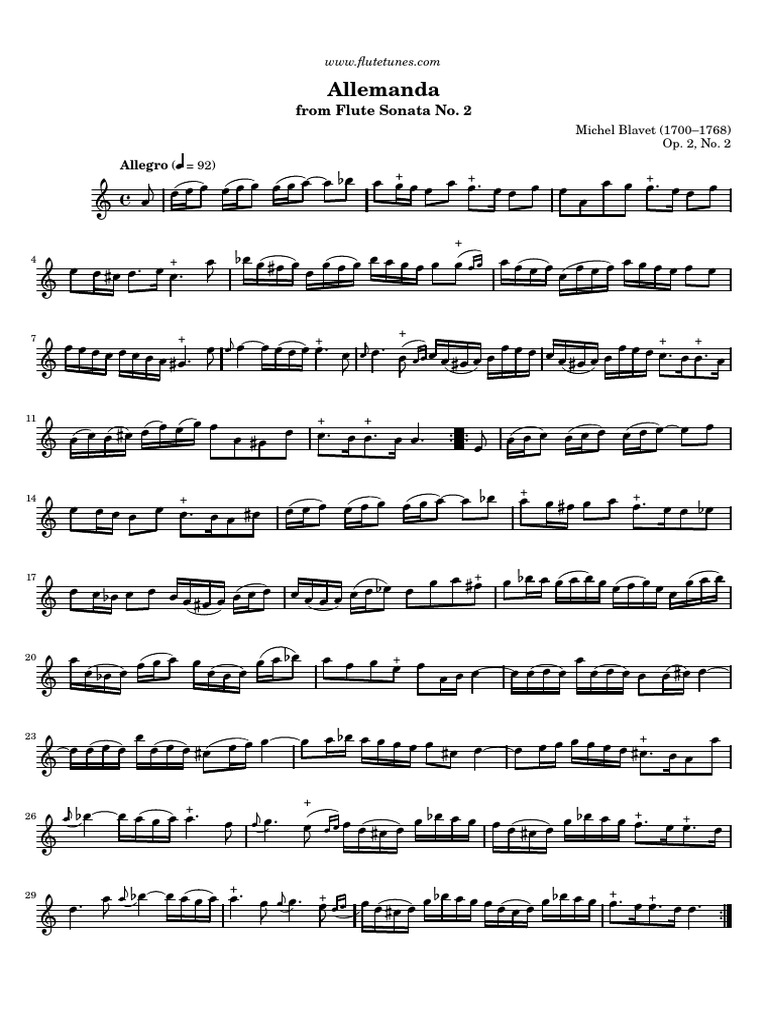 Blavet Op2 Sonata No2 Allemanda | PDF | Musical Compositions | Musical ...