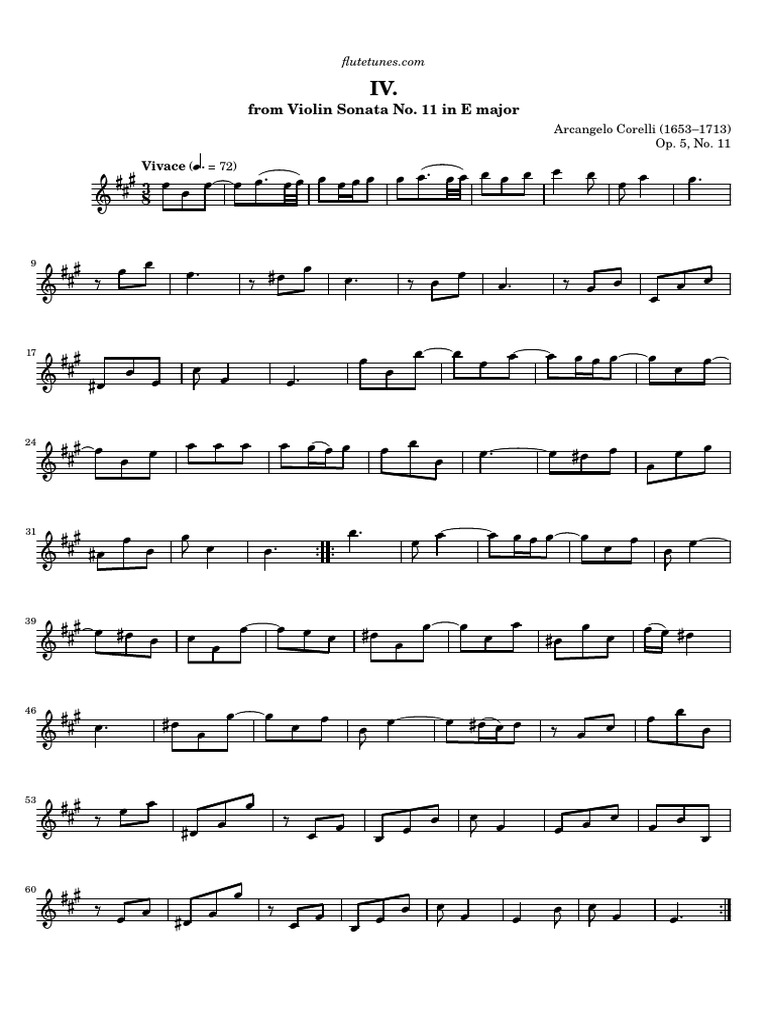 Corelli Violin Sonata Op5 No11 IV Vivace | PDF