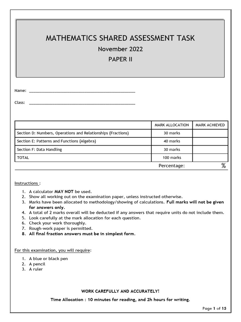 SATS Mathematics Paper 2 - 2022 | PDF | Fahrenheit | Mathematics