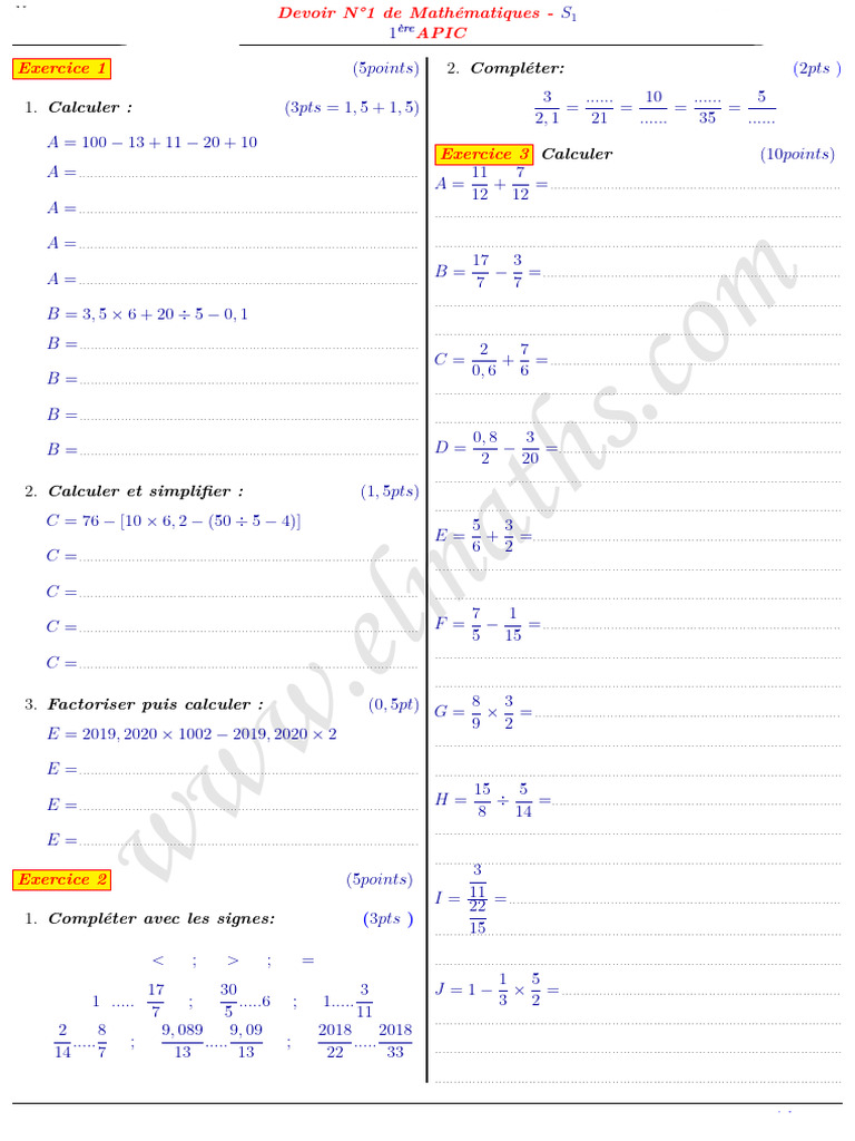 Devoir 1 S1 1APIC FR | PDF | Teaching Methods & Materials | Computers