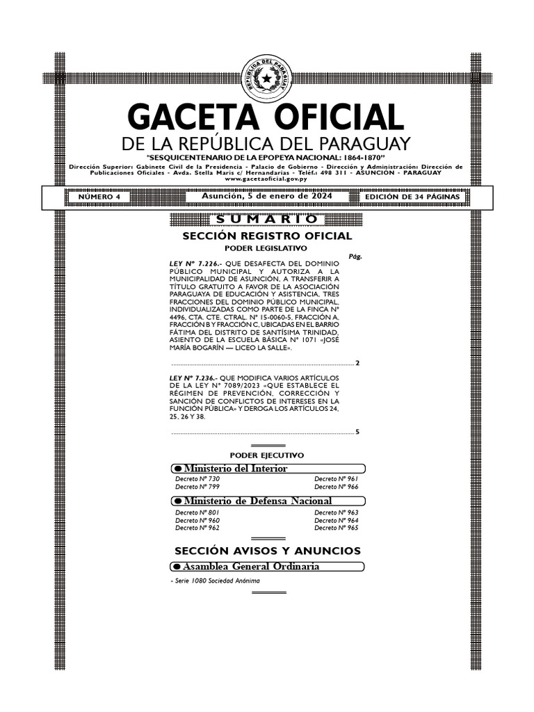 Leyes y Decretos Paraguay 2024 | PDF | Gobierno