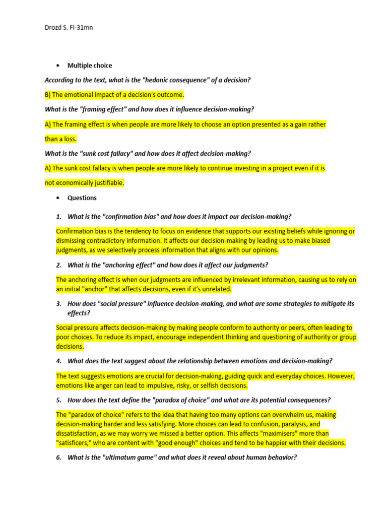 How To Make Better Choices - Read The Text and Do Exercises in pp.11-12 ...