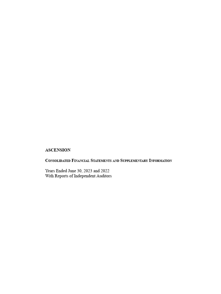 Consolidated Ascension Financial Statements q4 Fy23 | PDF | Audit | Fair Value