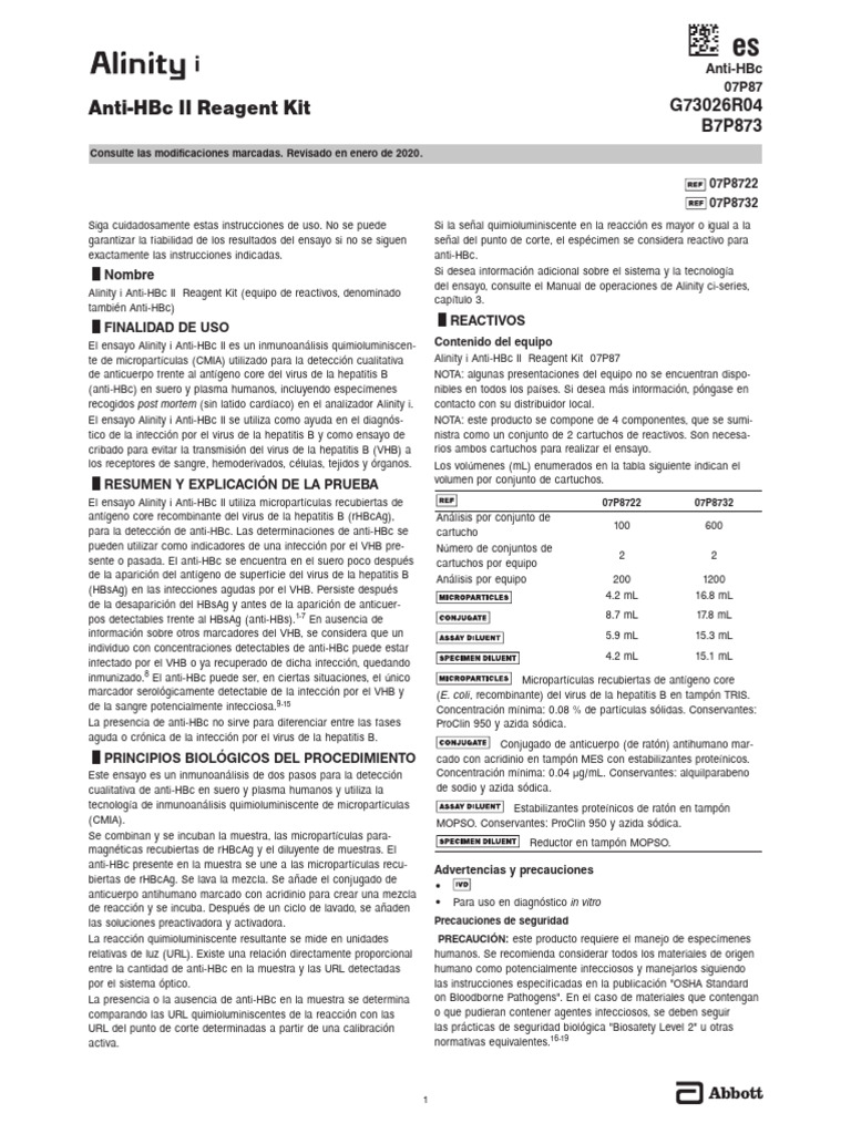 Uso del Kit Alinity i Anti-HBc II | PDF | Hepatitis | Hepatitis B