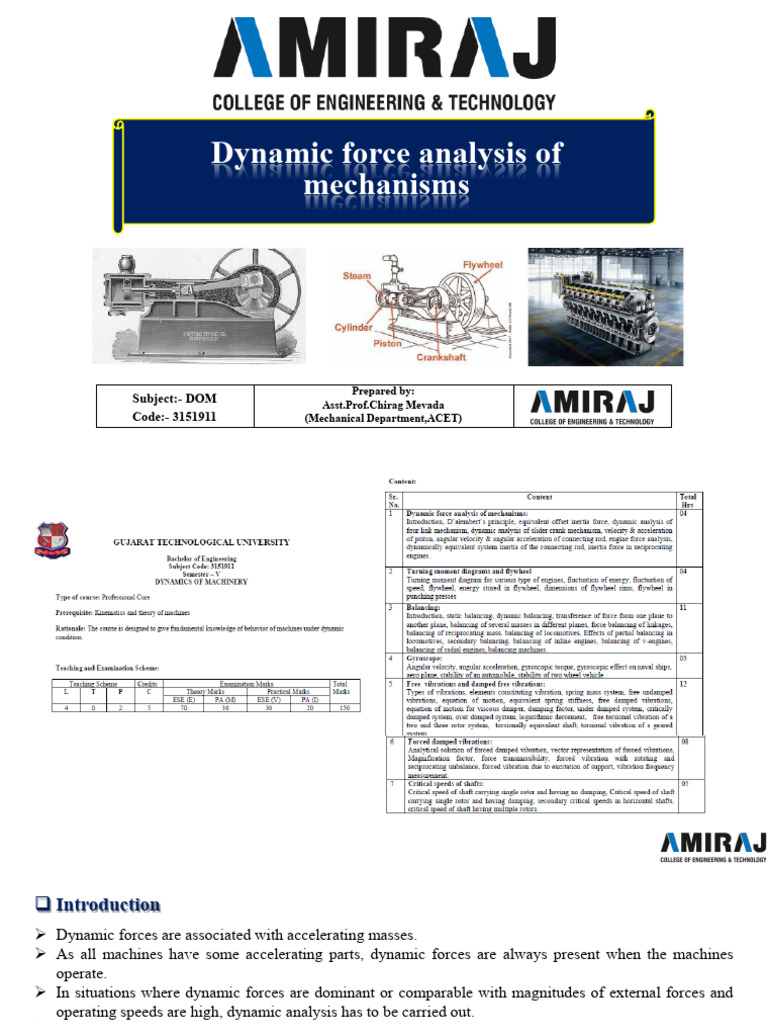 Chapter 1 Dynamic Force Analysis of Mechanisms | PDF | Force | Torque