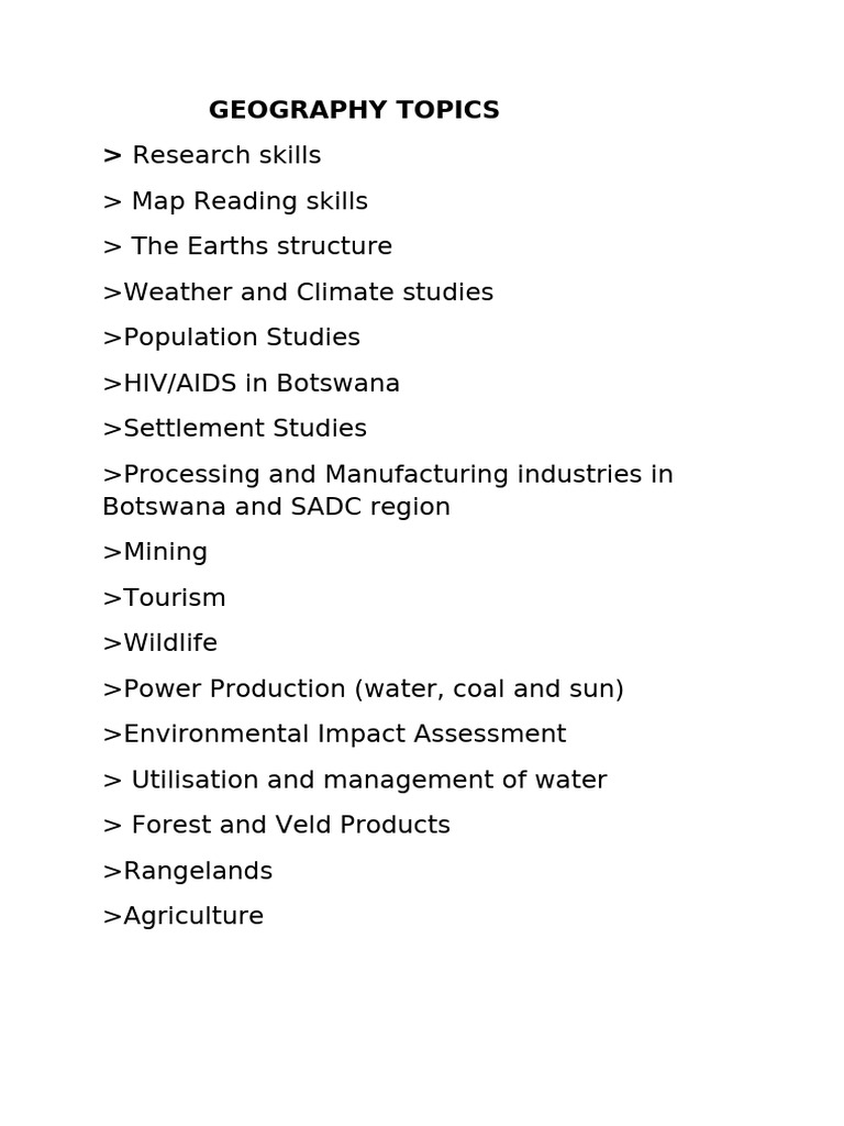 Geography Topics | PDF