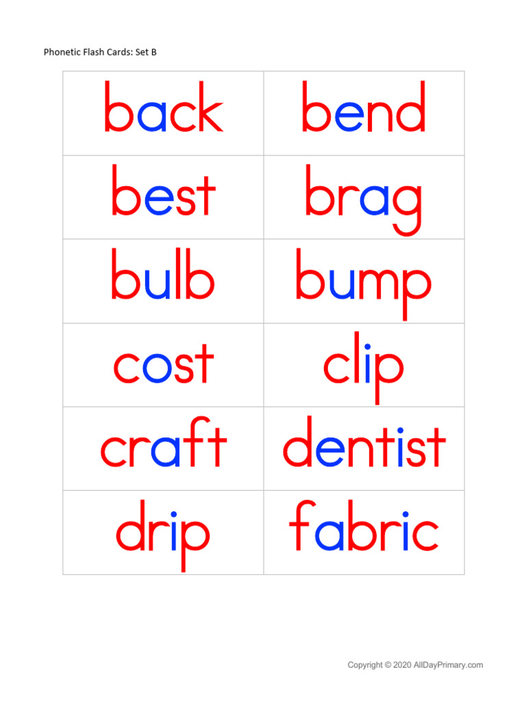 Phonetic Flash Cards Set B | PDF | Business