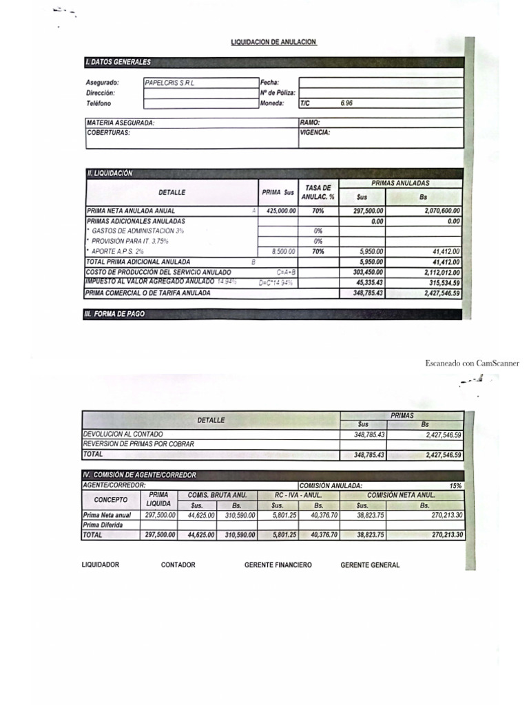 Práctica N°1 - Contabilidad de Seguros | PDF