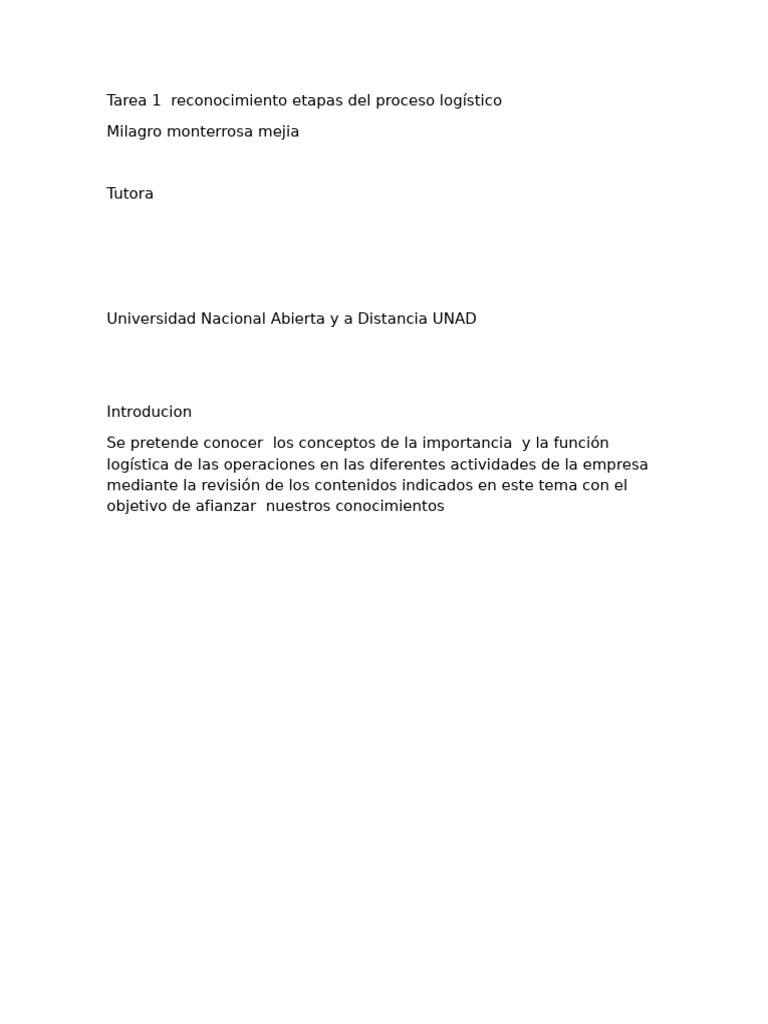 Tarea 1 Logistica Individual | PDF