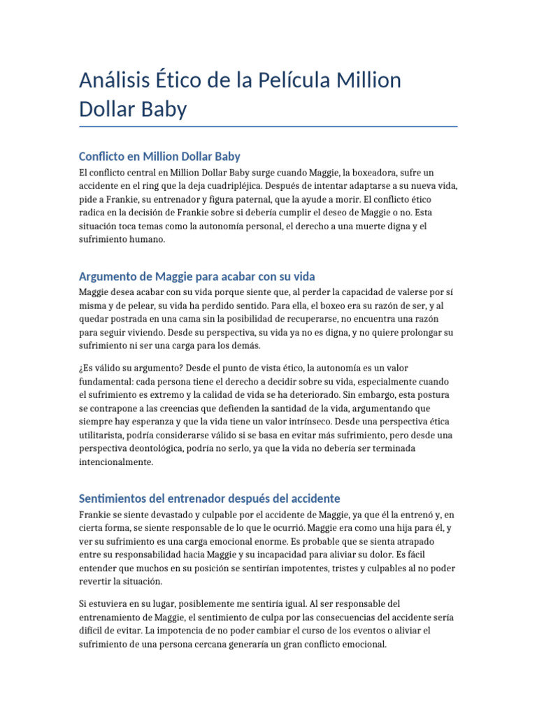 Análisis Ético de Million Dollar Baby | PDF | Sufrimiento | Compasión