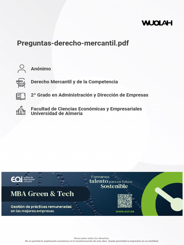 Preguntas Examen Derecho Mercantil | PDF | Pagaré | Business