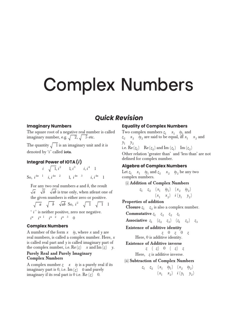 Complex Numbers and Quadratic Equations Guide | PDF | Complex Number ...