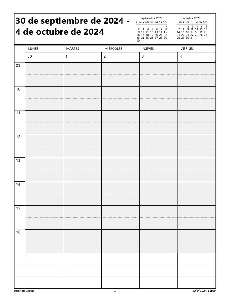 Calendario Octubre 2024 | PDF