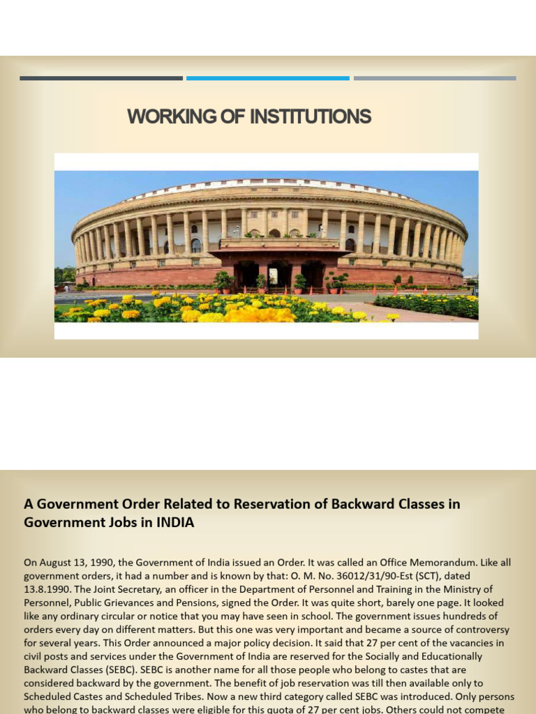Working of Institution | PDF | Cabinet (Government) | Ministers ...