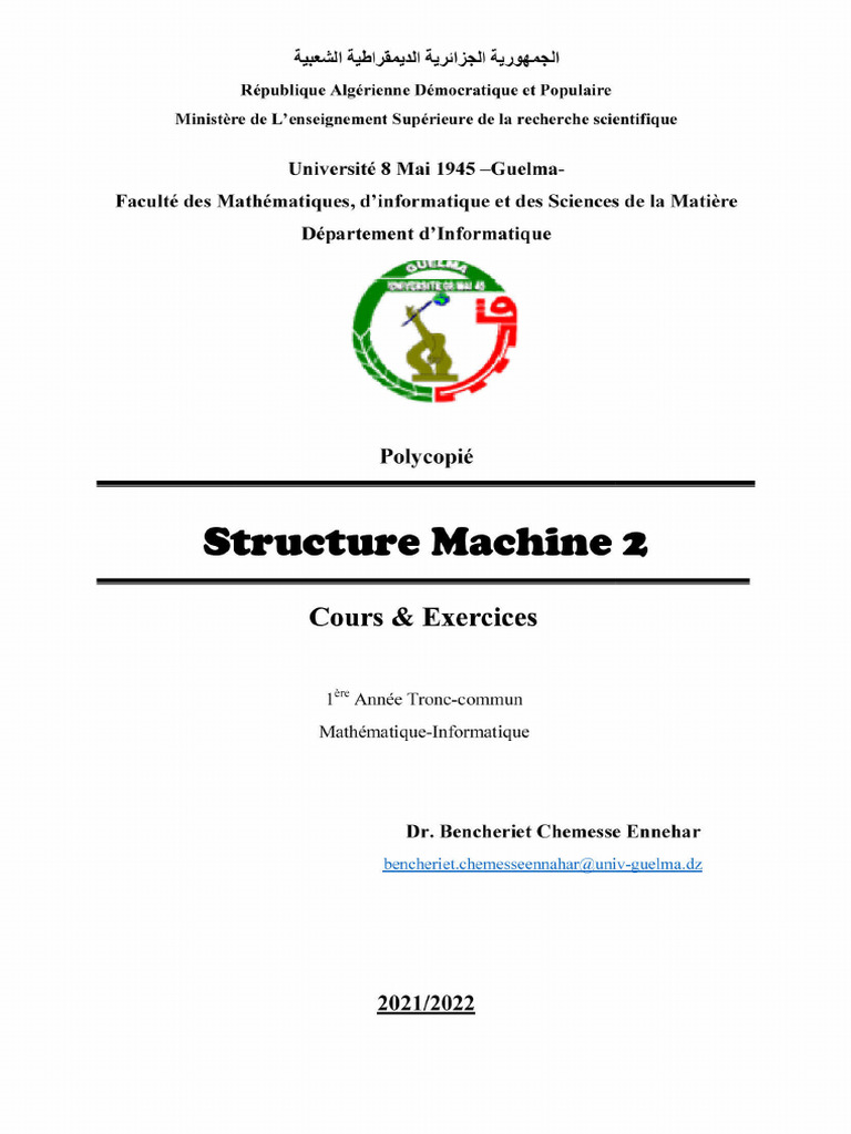 Polycopié Structure Machine2 Bencheriet 2022 | PDF