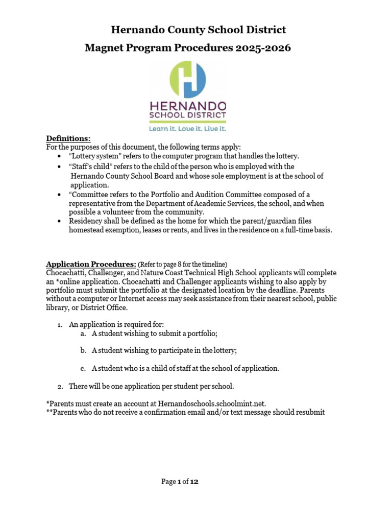 2025-26 Tentative Magnet Program Procedures - ACC | PDF ...