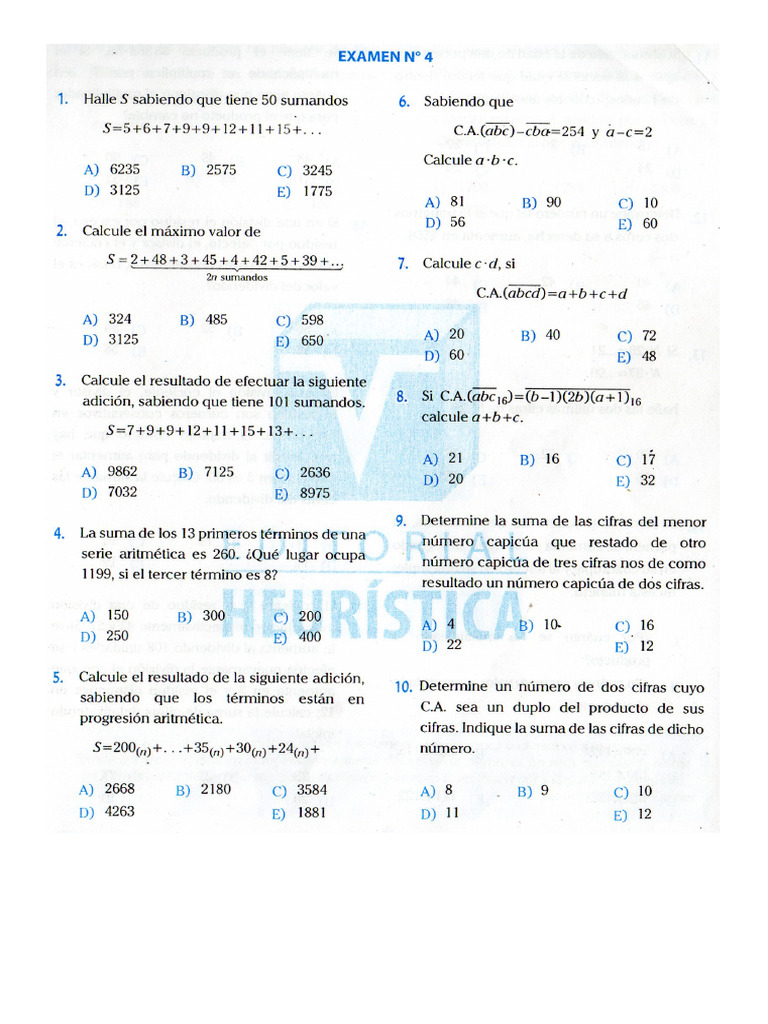 Exa - 04 - Cuatro Operaciones | PDF