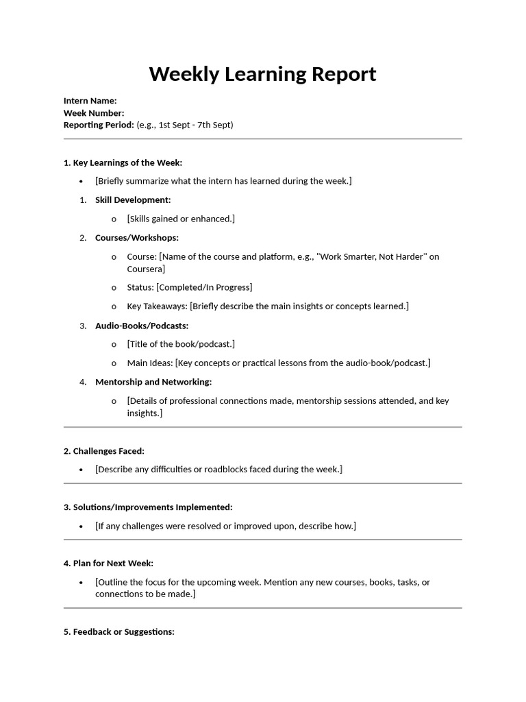 Intern Weekly Learning Summary | PDF