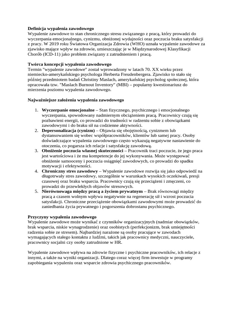 Wypalenie Zawodowe | PDF