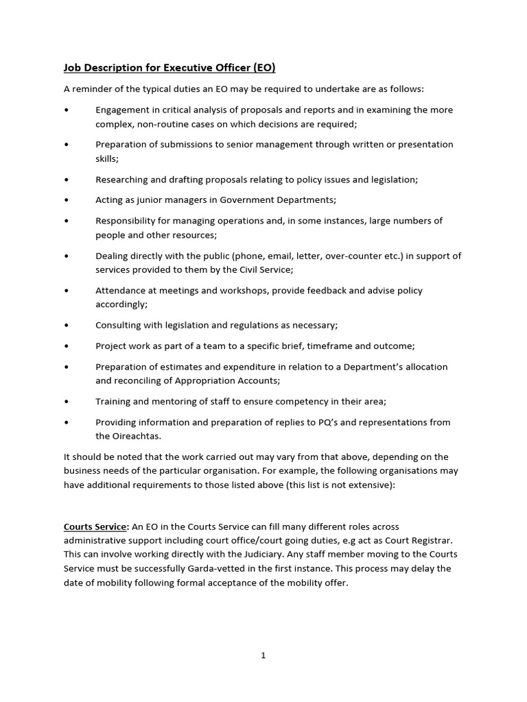 Executive Officer Job Descriptions May 2019 | PDF | Justice | Crime ...