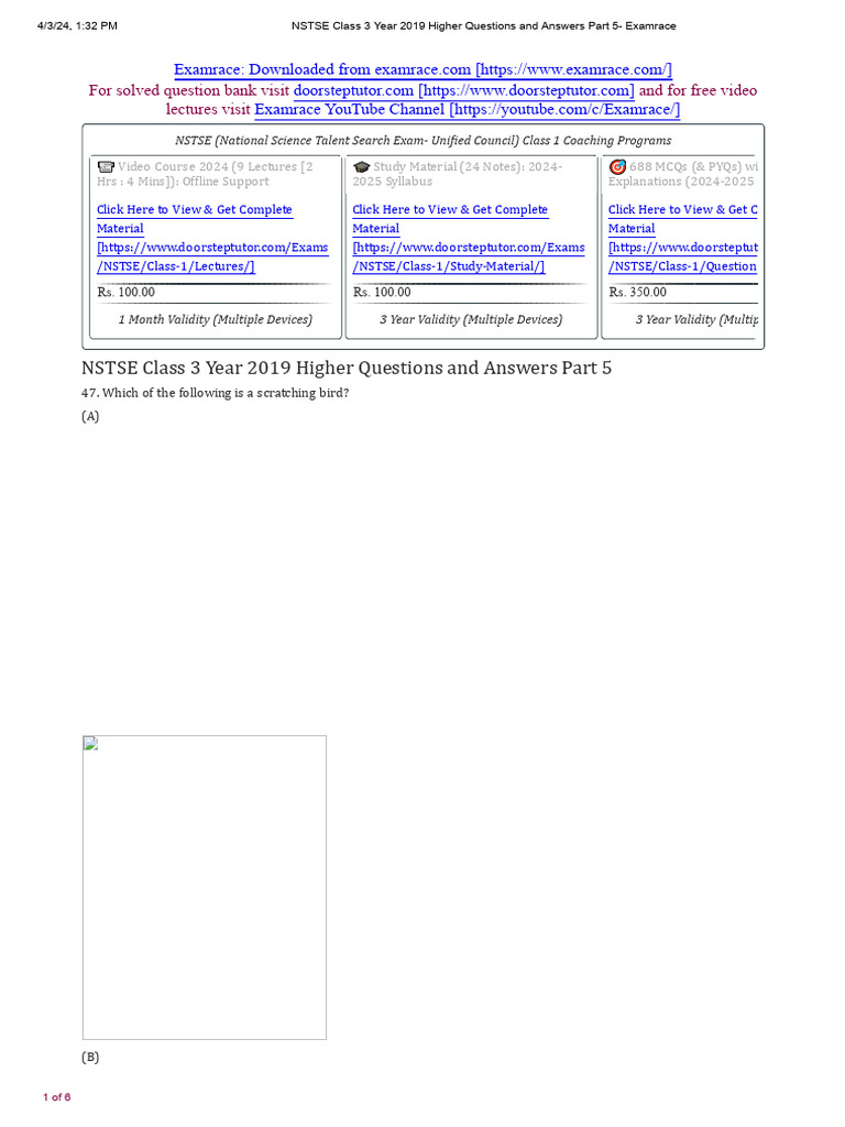 NSTSEClass3 Year 2019 Part5 | PDF | Leaf