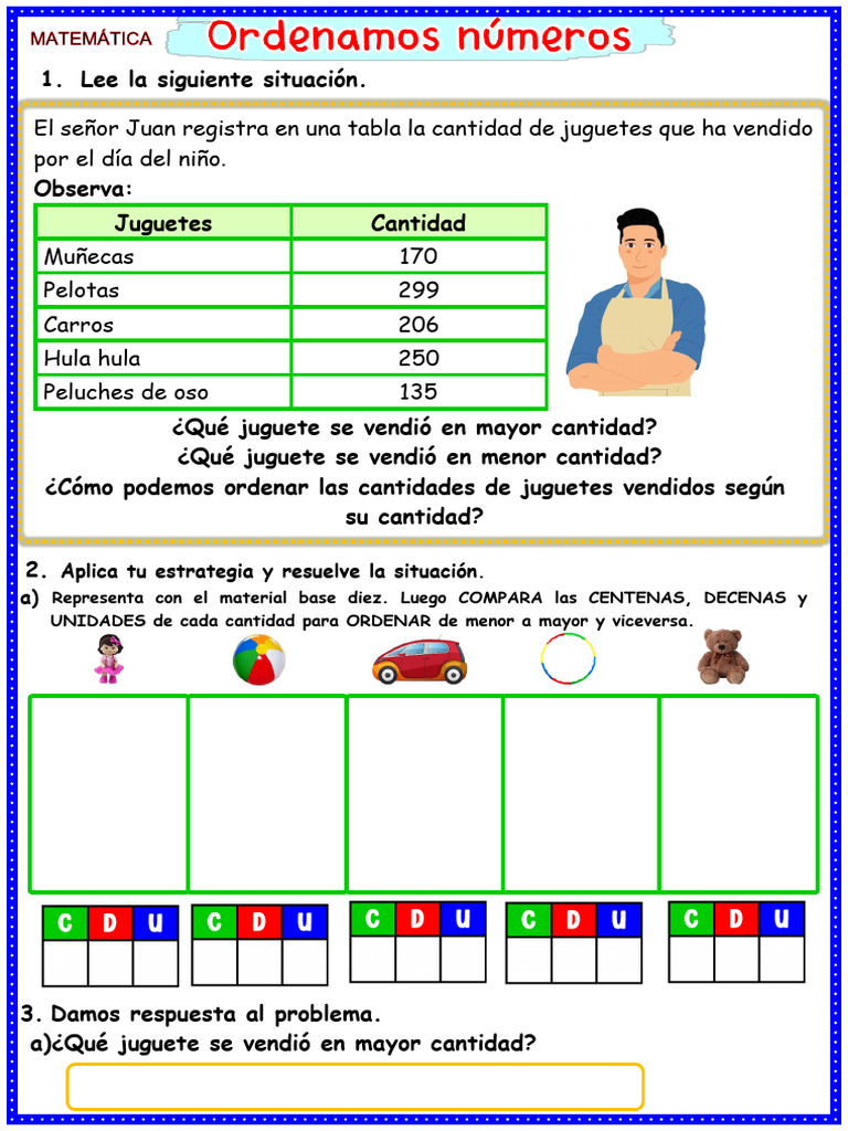 Ficha N°7.matem - Ordenamos Números Hasta El 300 | PDF