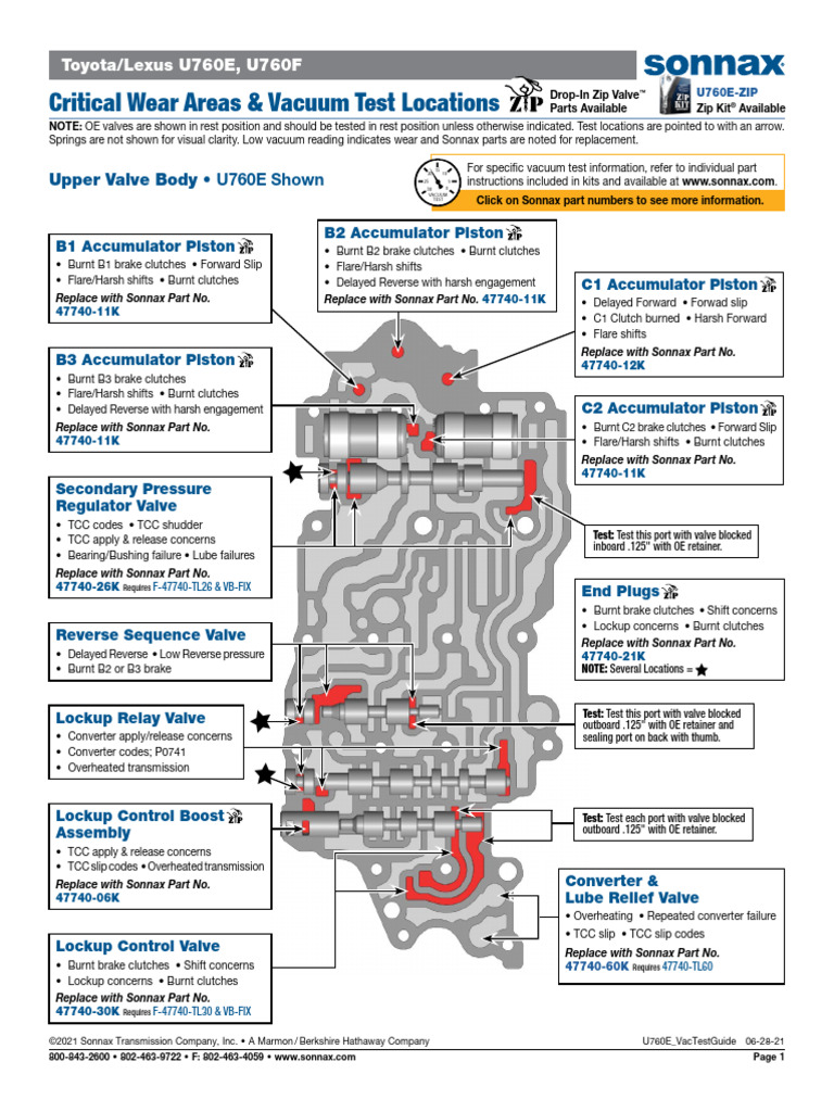 U760E Valve Body Testing Guide | PDF | Clutch | Valve