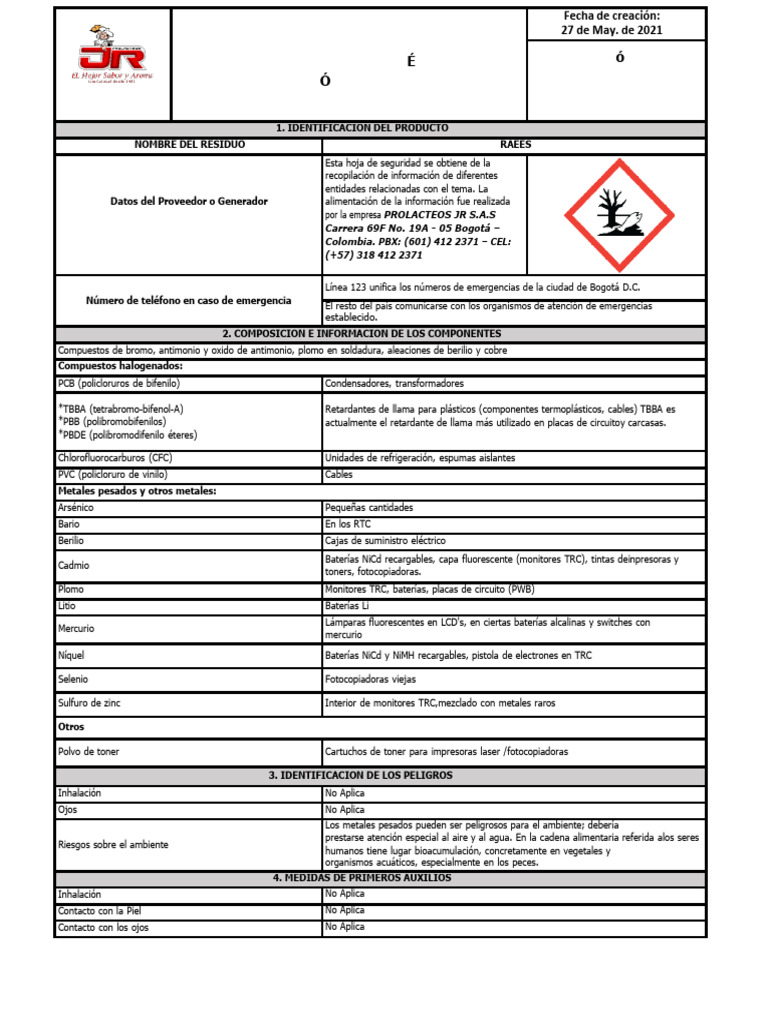 MSDS Raees | PDF | Rieles | Materiales