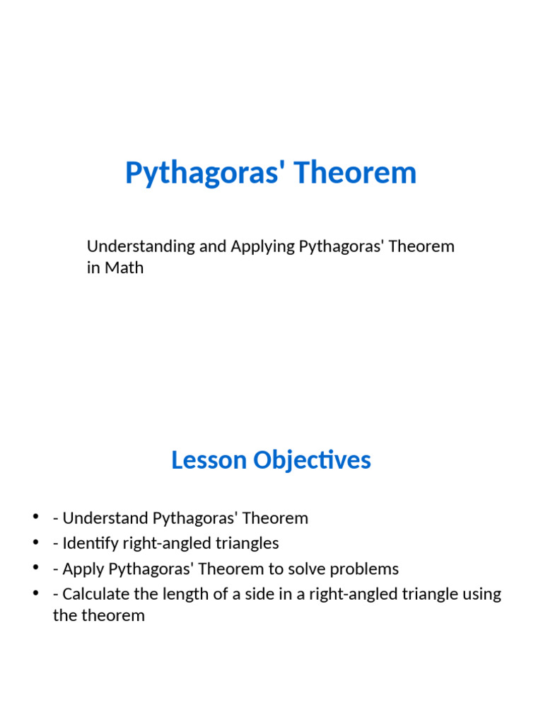 Pythagoras Theorem Lesson Beautified Pdf Elementary Geometry
