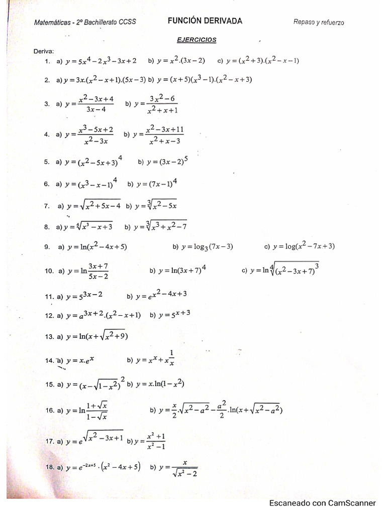 Ejercicios de Derivadas Con Sol 1 | PDF